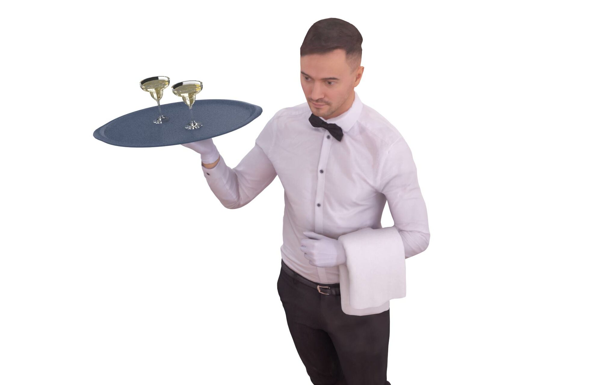 Man waiter 3D Model - by Renderbot LLC