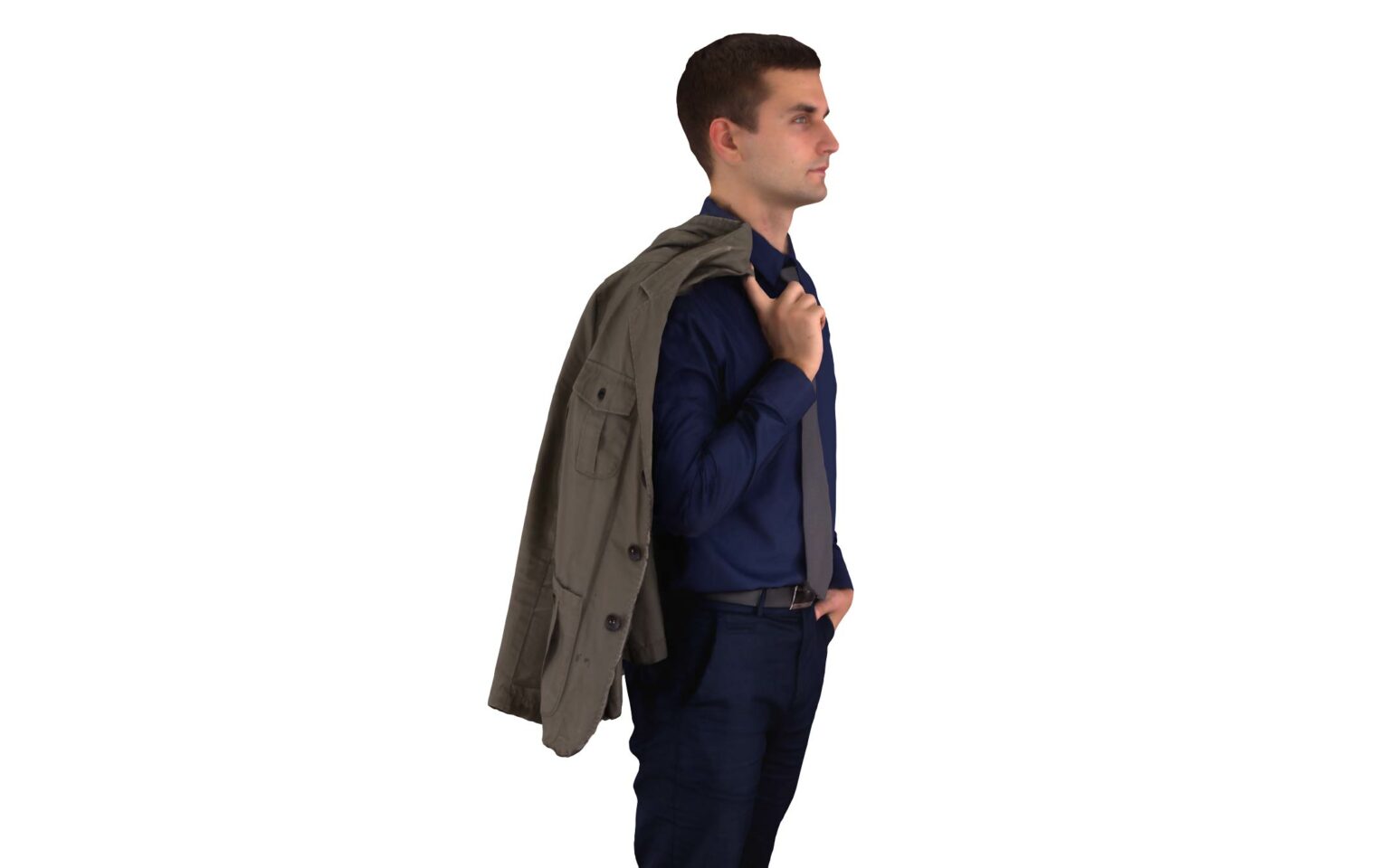 Jacket over shoulder man 3D Model - by Renderbot LLC
