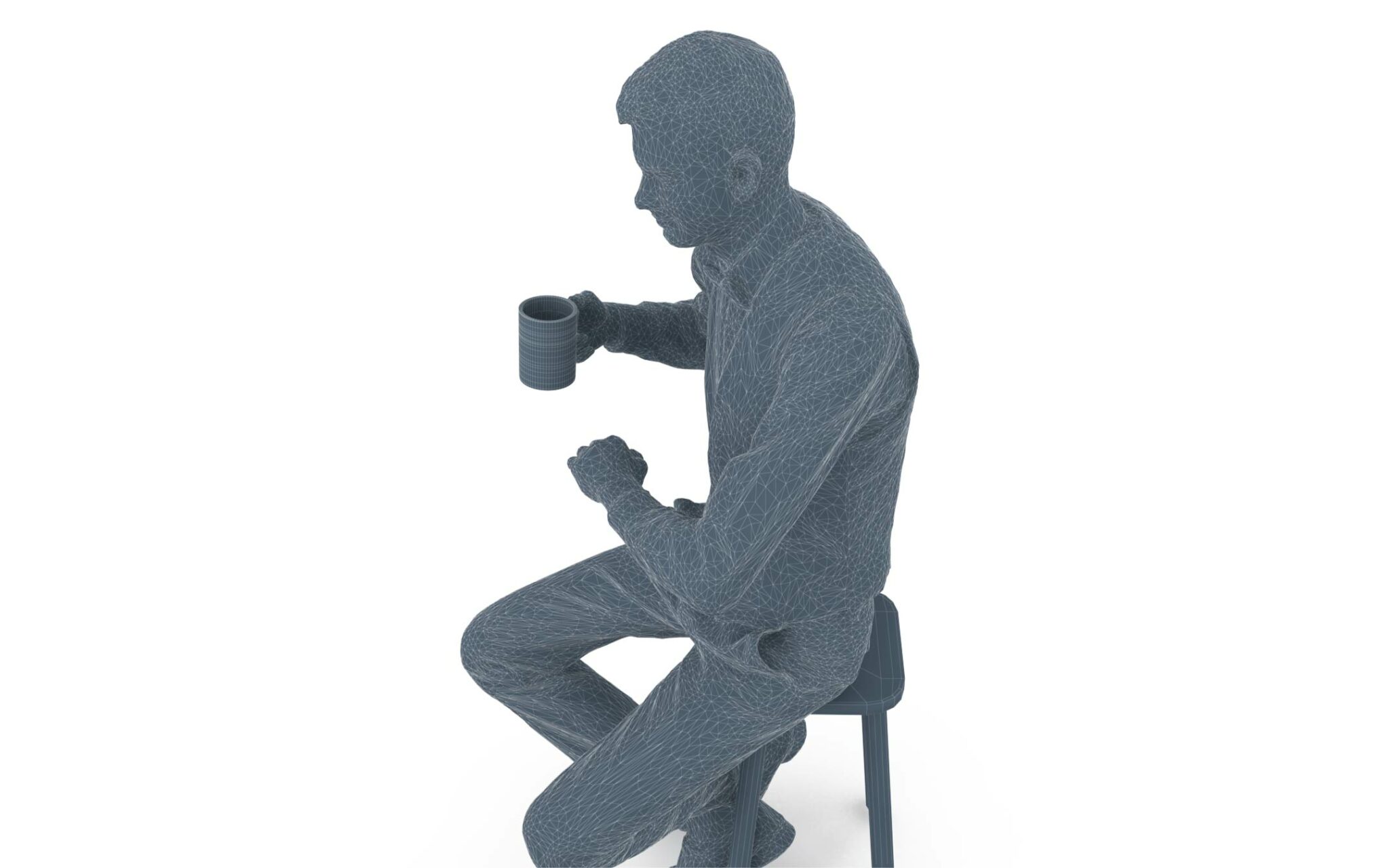 Man with cup 3D Model - by Renderbot LLC