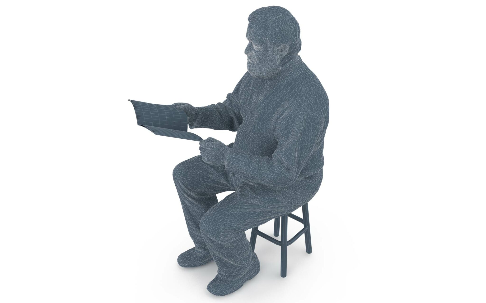 Oldman reading 3D Model - by Renderbot LLC