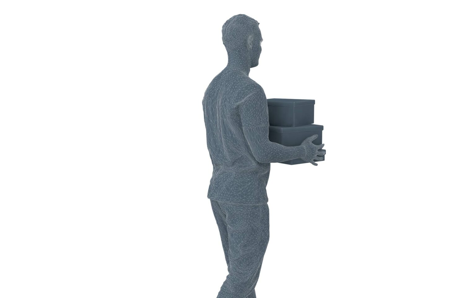 Man with boxes 3D Model - by Renderbot LLC