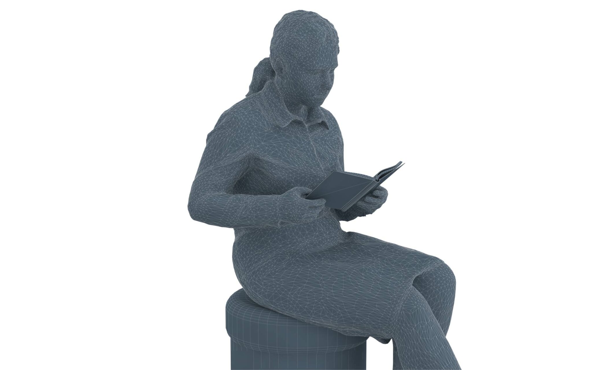 Business woman reading 3D Model - by Renderbot LLC
