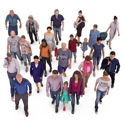 Crowd walking x19 3d models- by Renderbot LLC