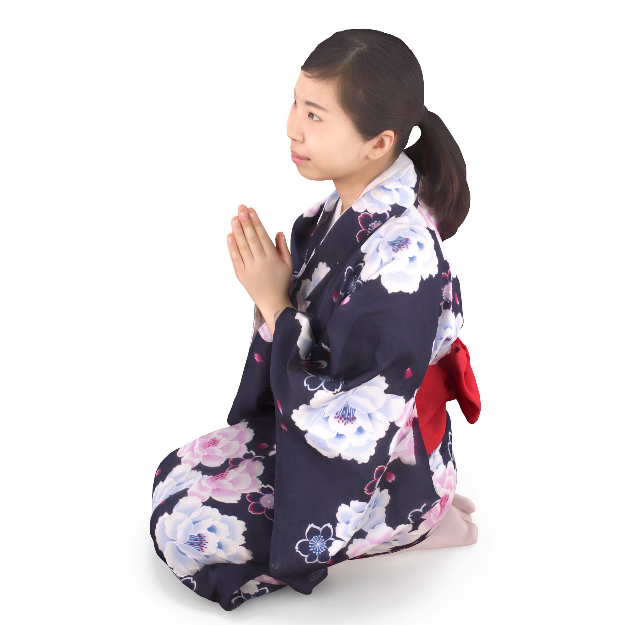 Japanese style girl sitting pose 3d model - by Renderbot LLC