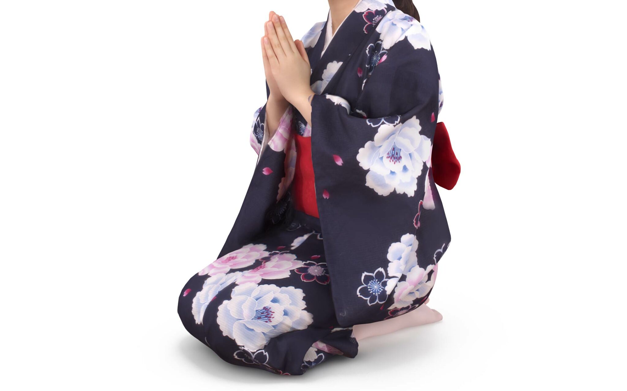 Japanese style girl sitting pose 3d model - by Renderbot LLC