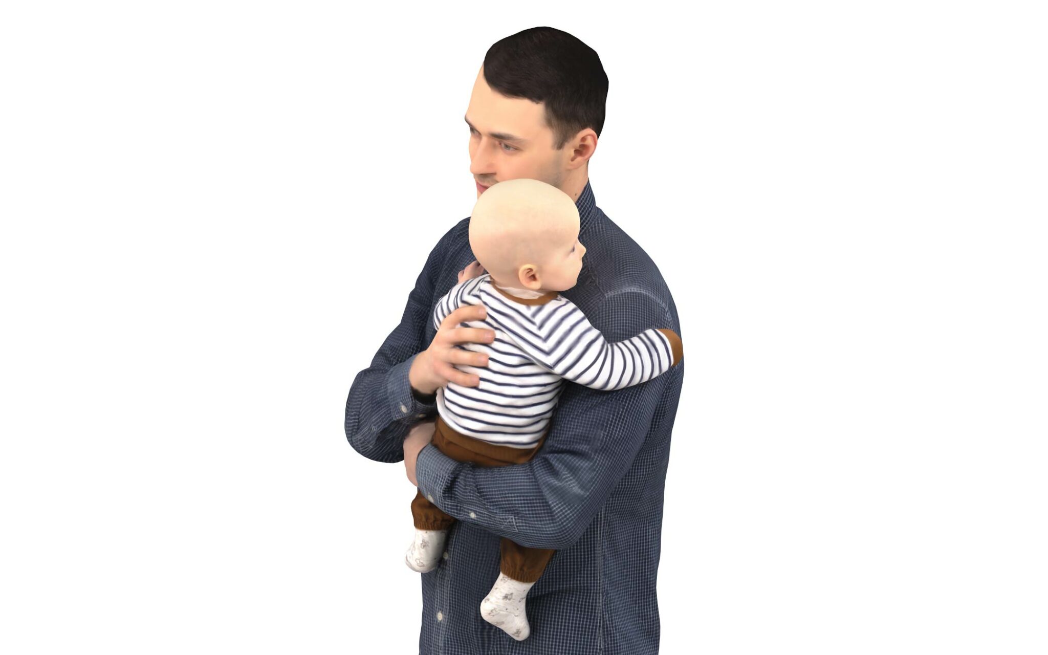 3d scanned man and child - scanned 3d model - Renderbot