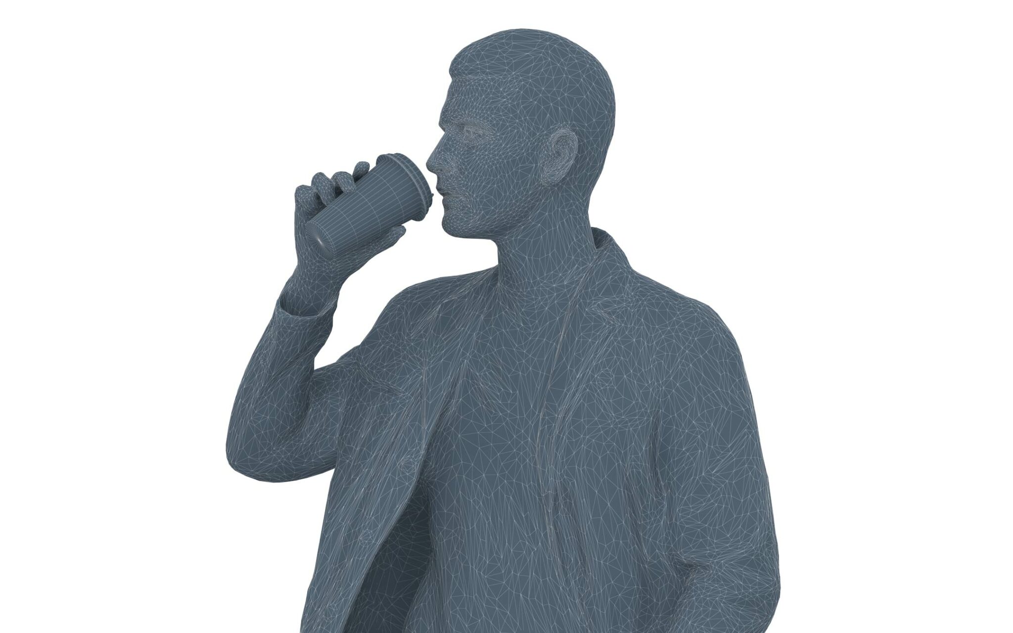3d man drinking coffee scanned - Renderbot