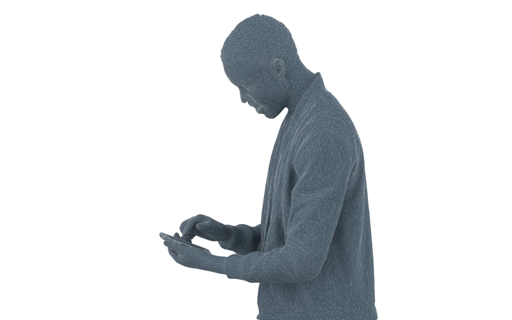 3d guy holding a gadget - 3d scanned model - Renderbot
