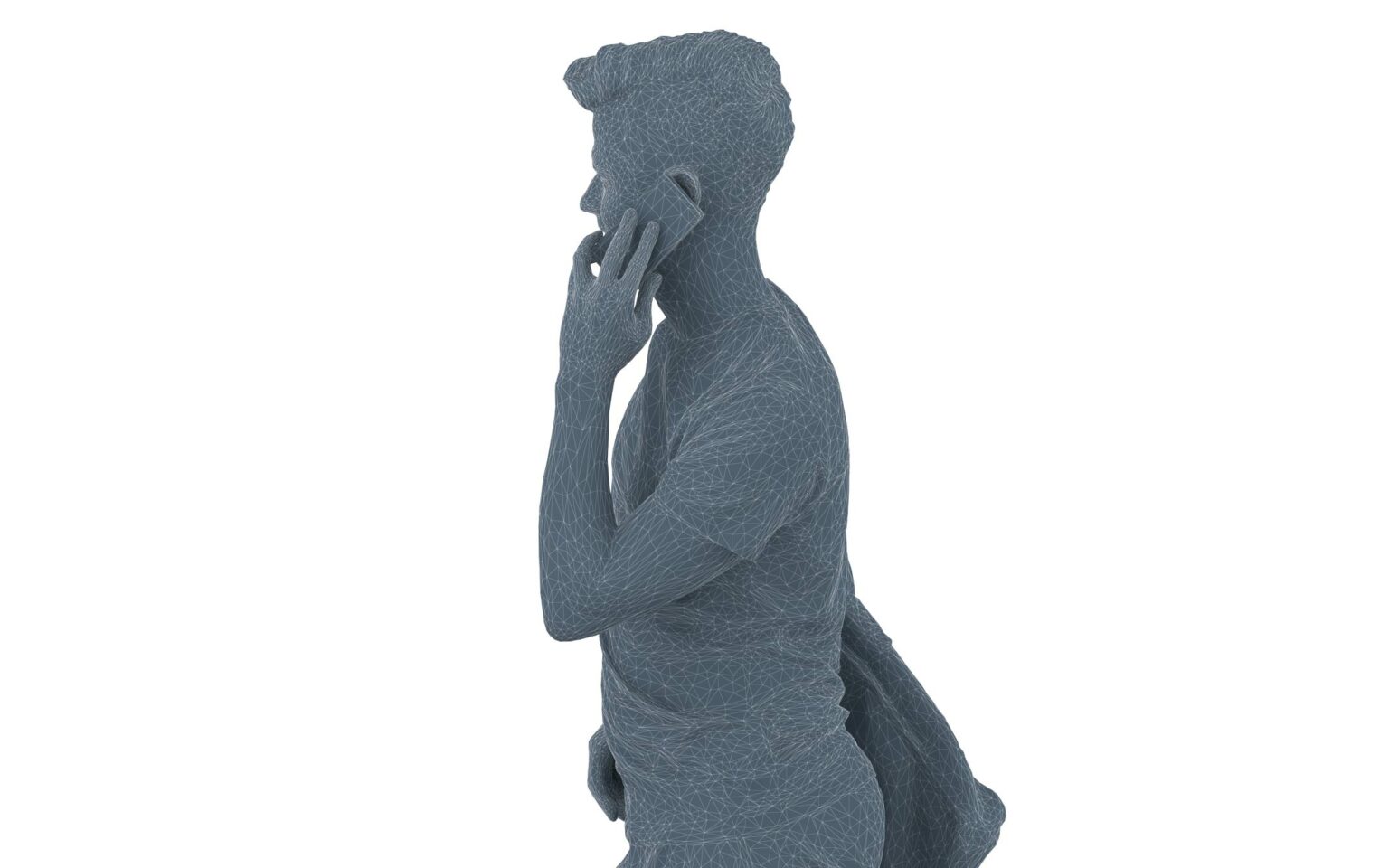 3d man with phone in casual clothes scanned 3d model - Renderbot