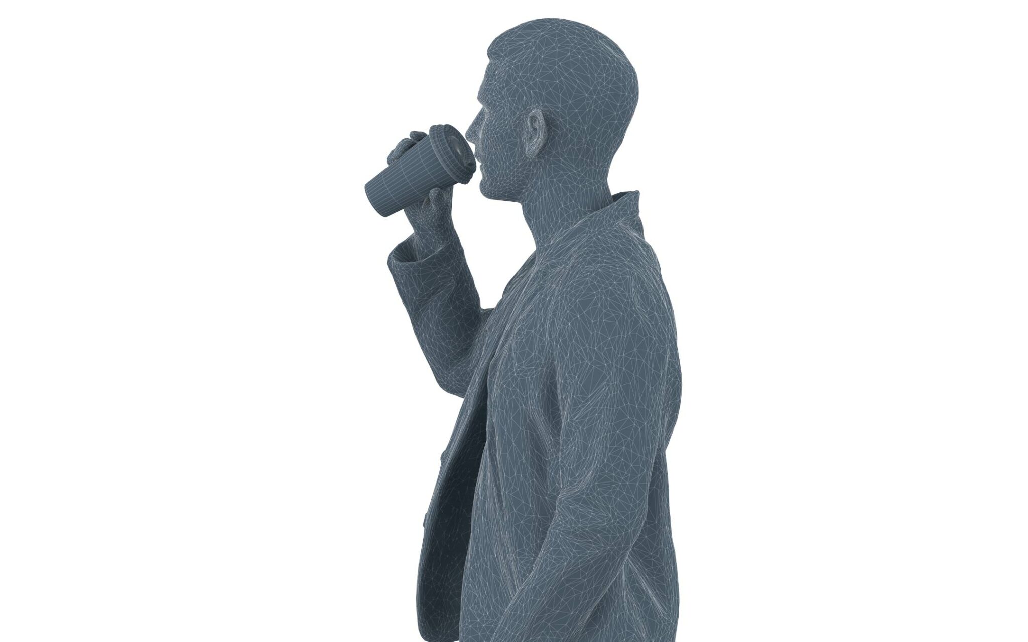 3d man drinking coffee scanned - Renderbot