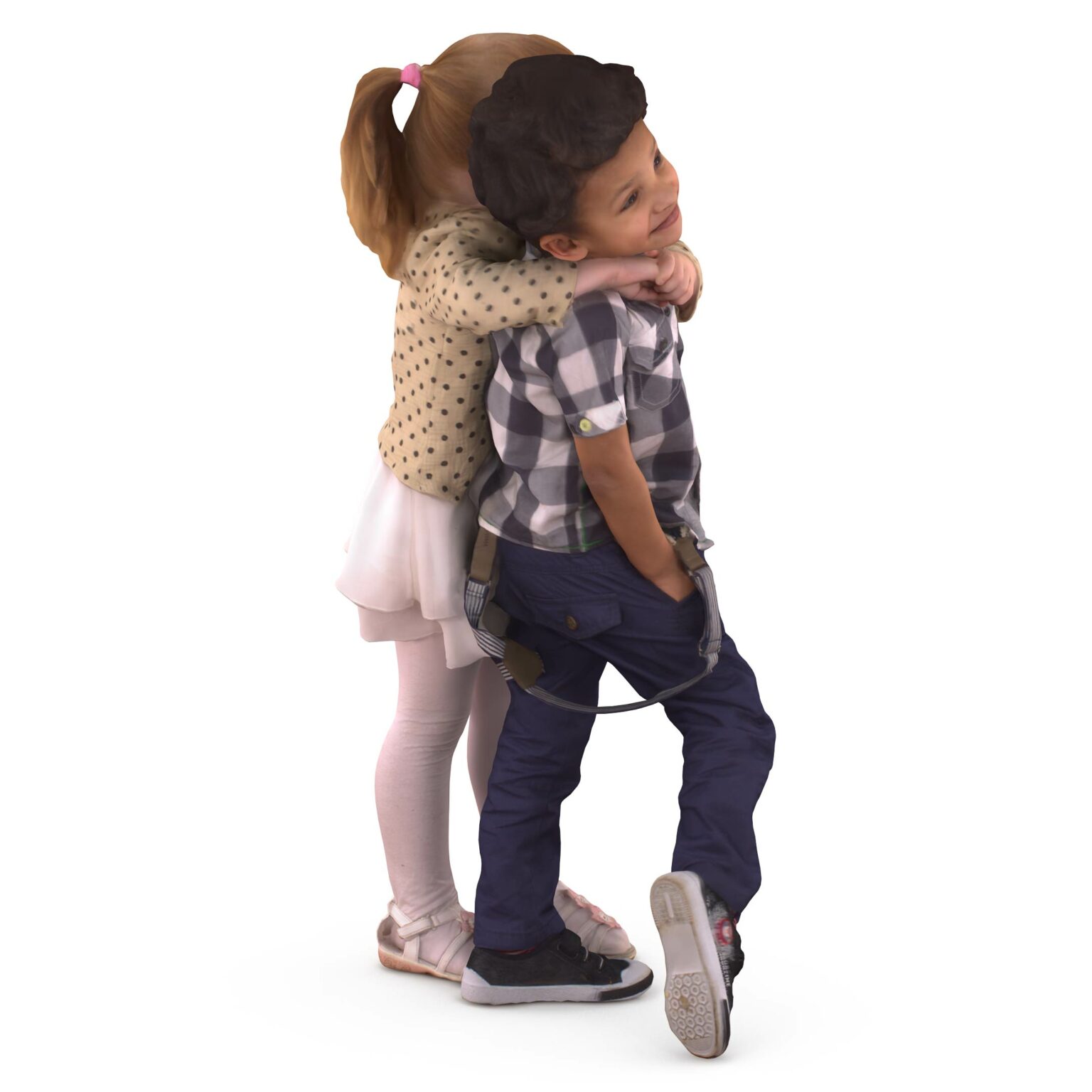 3d children hugging - scanned 3d model - Renderbot
