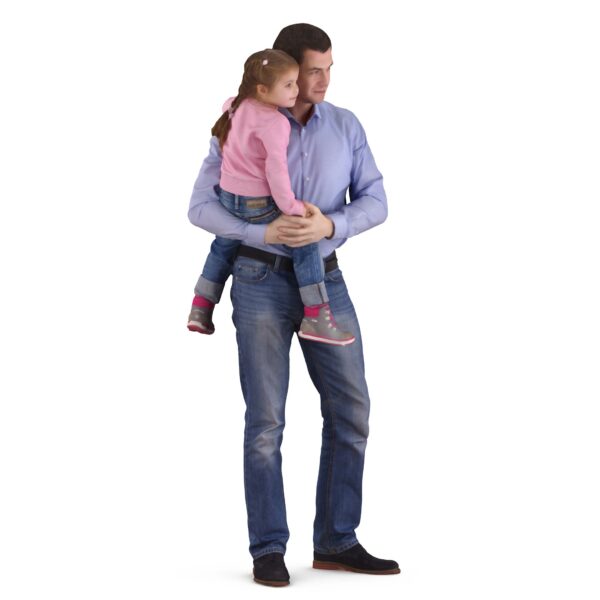 Dad and daughter posing 3d models - scanned 3d model - Renderbot