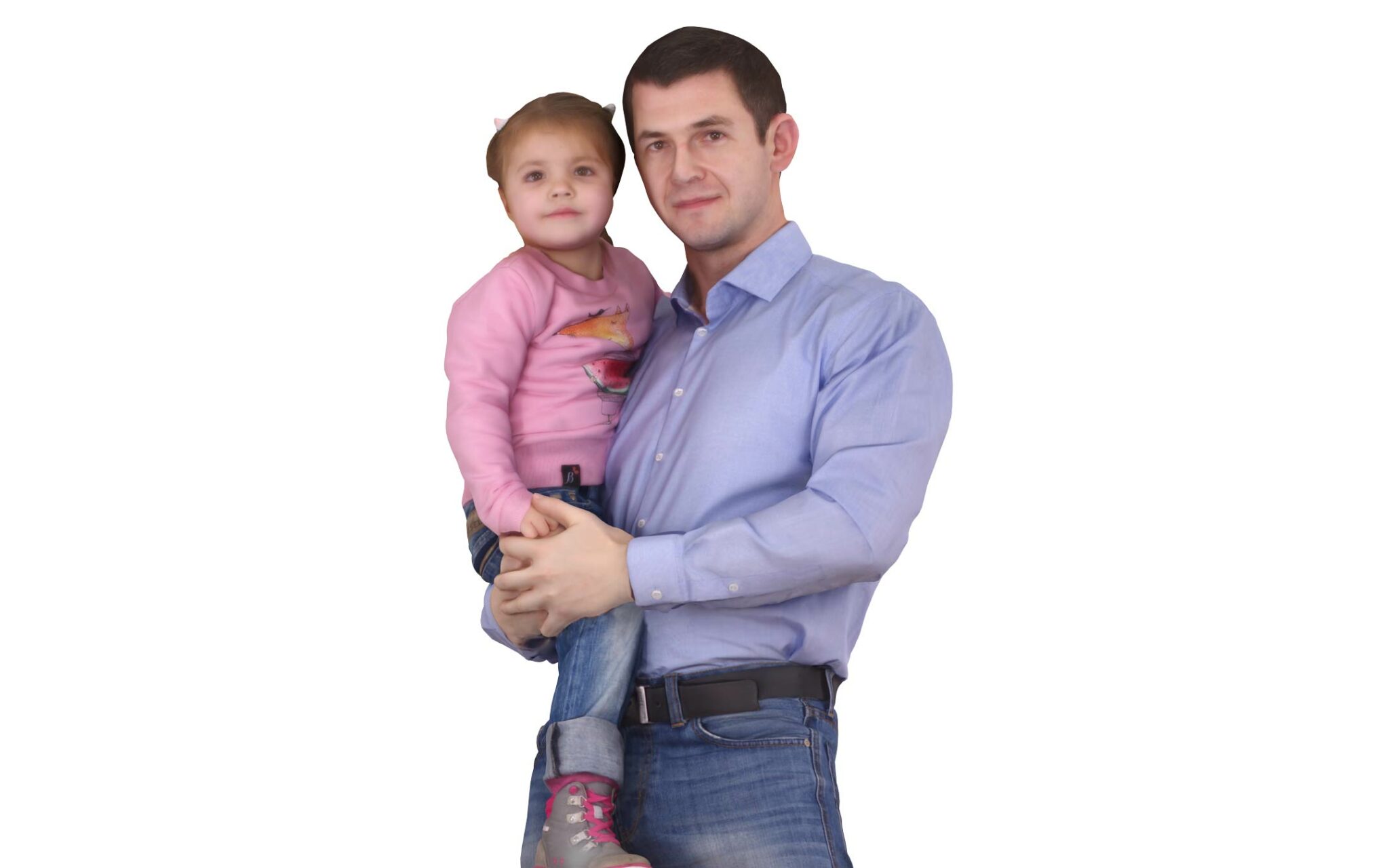 Dad and daughter posing 3d models - scanned 3d model - Renderbot