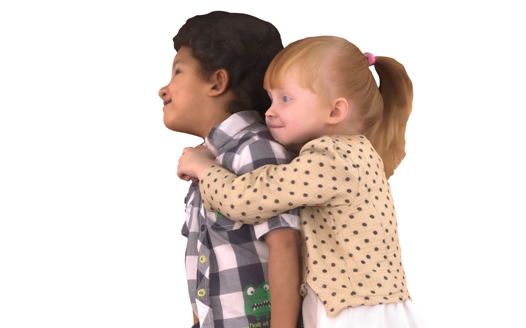 3d children hugging - scanned 3d model - Renderbot