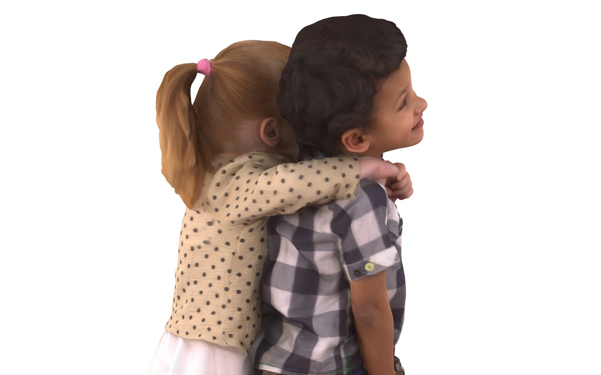 3d children hugging - scanned 3d model - Renderbot