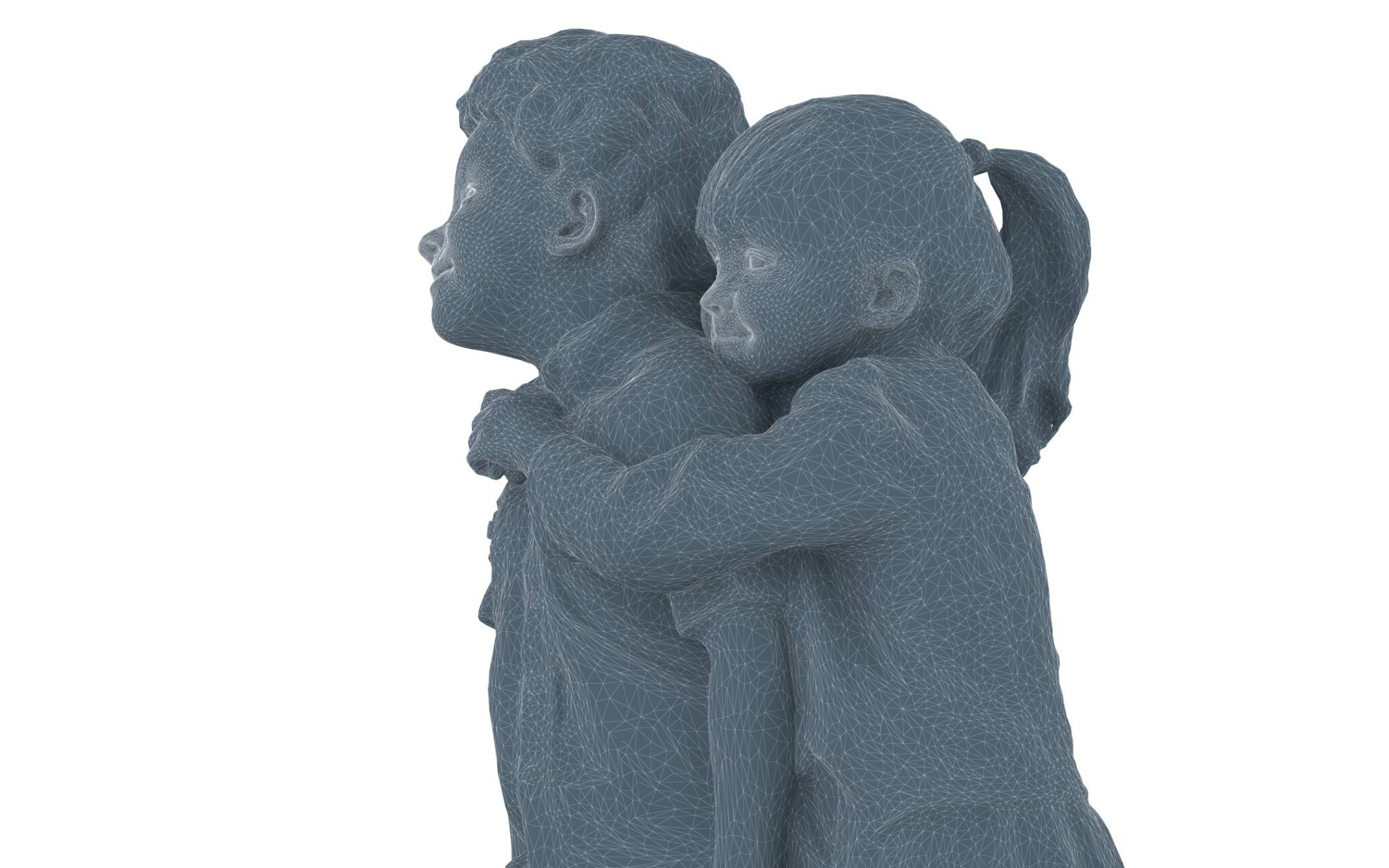 3d children hugging - scanned 3d model - Renderbot