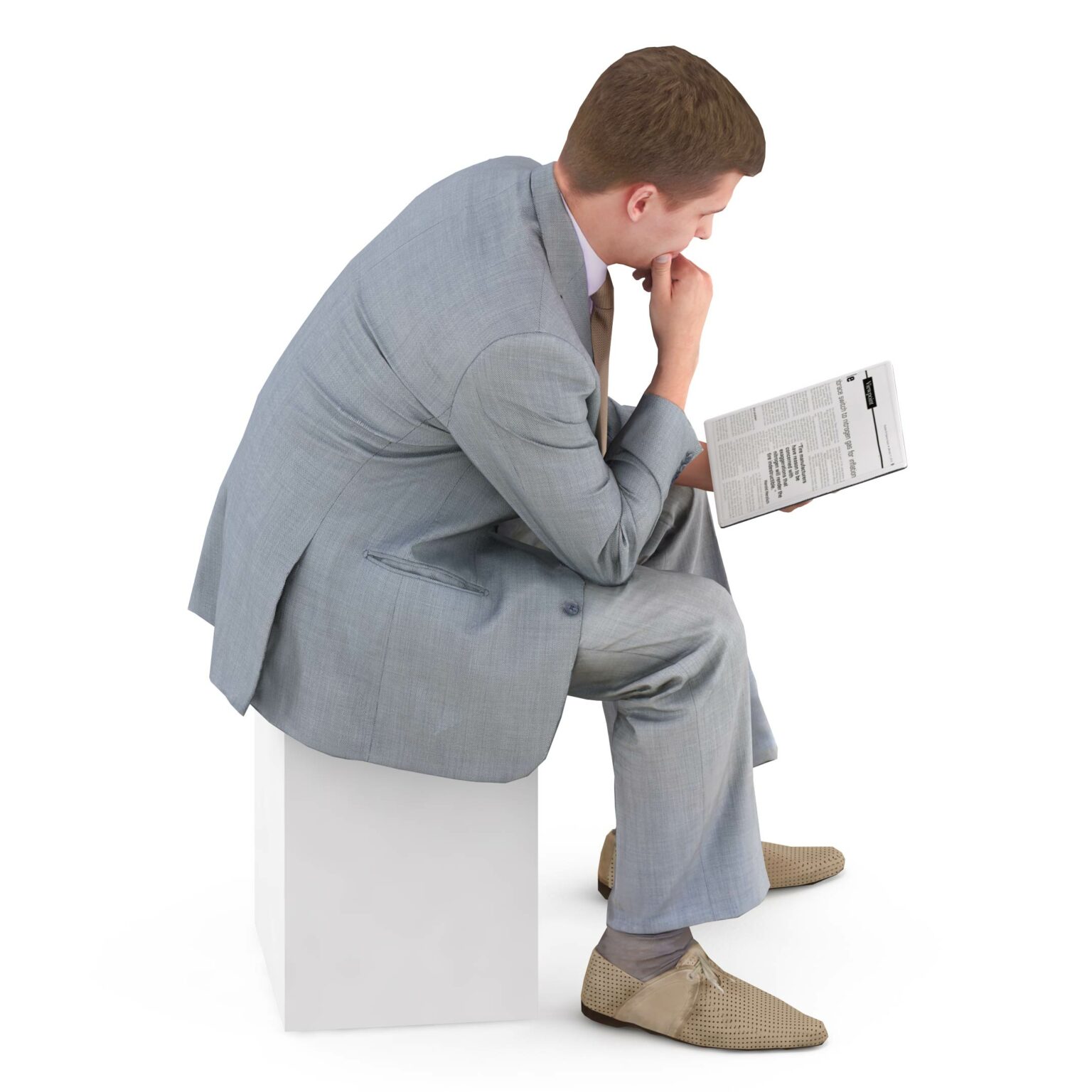 3d man business suit sitting pose - scanned 3d models - Renderbot