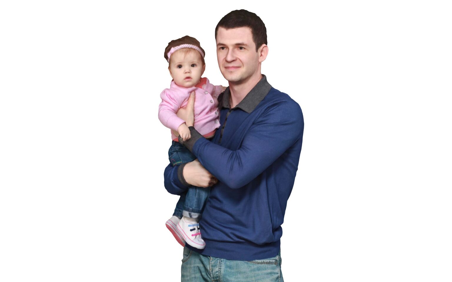Dad and baby posing 3d models - scanned 3d model - Renderbot