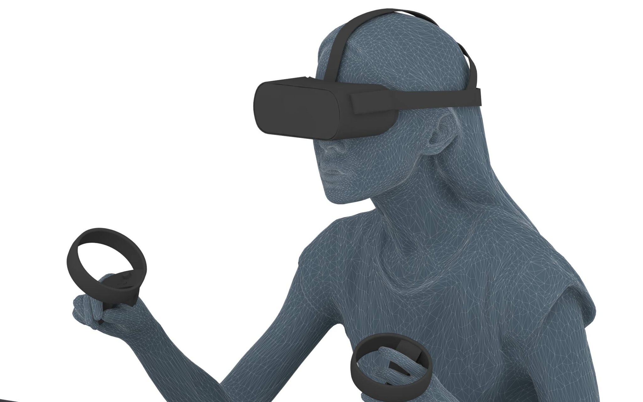 3d girl in vr glasses sitting pose - scanned 3d model - Renderbot