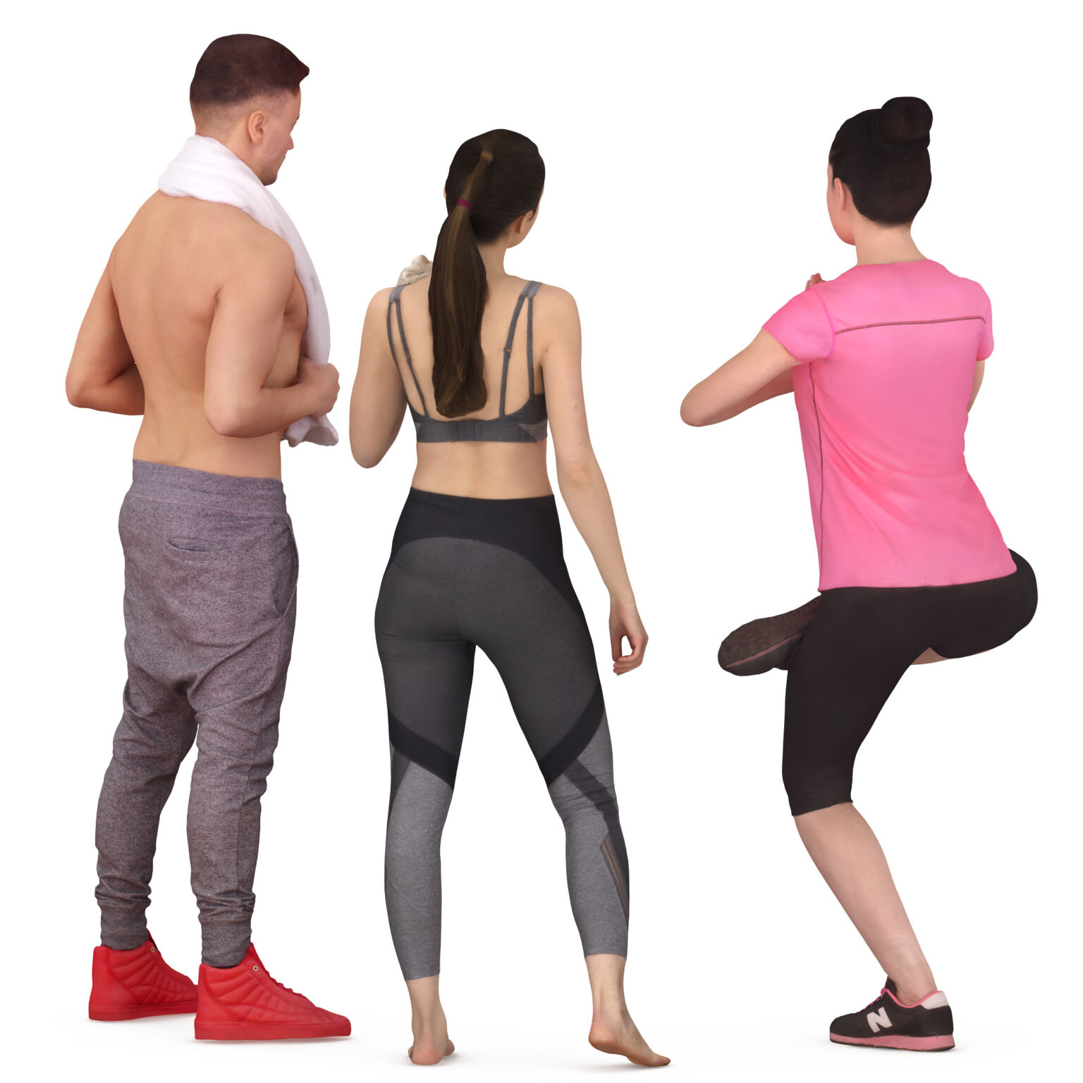 Fitness 3d people x3 - scanned 3d models - Renderbot