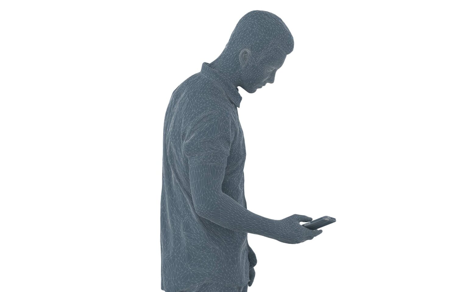 3d man with phone and coffee - scanned 3d models - Renderbot