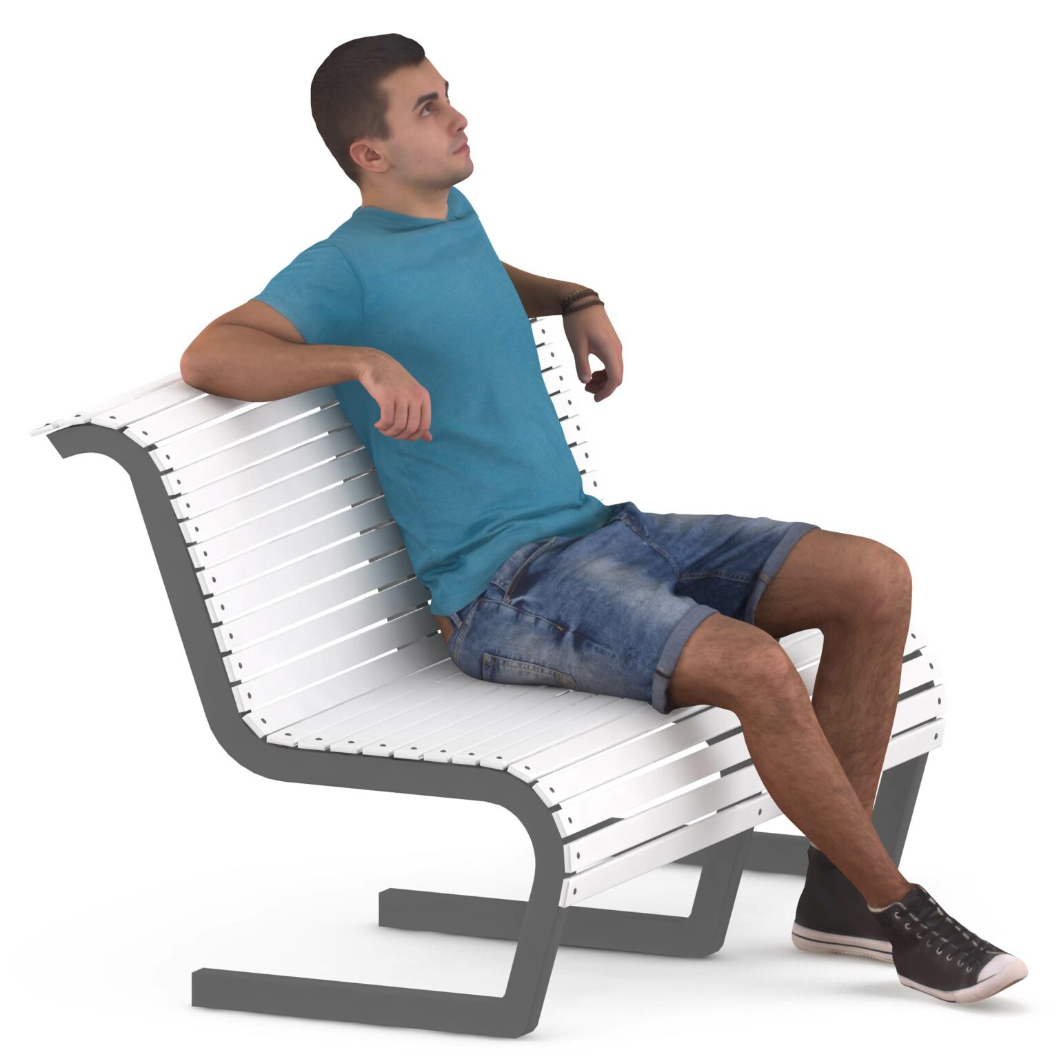 3D man sitting on a bench - scanned 3d models - Renderbot