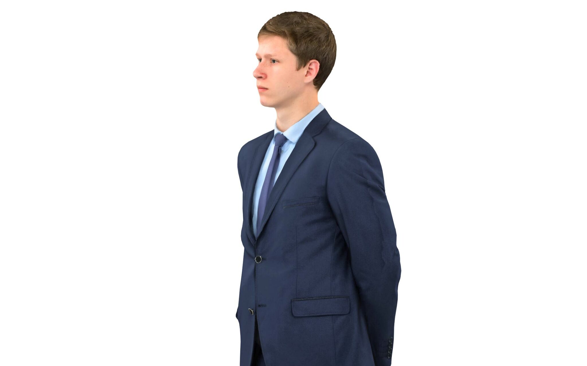 3d man in suit hands behind his back - scanned 3d models - Renderbot