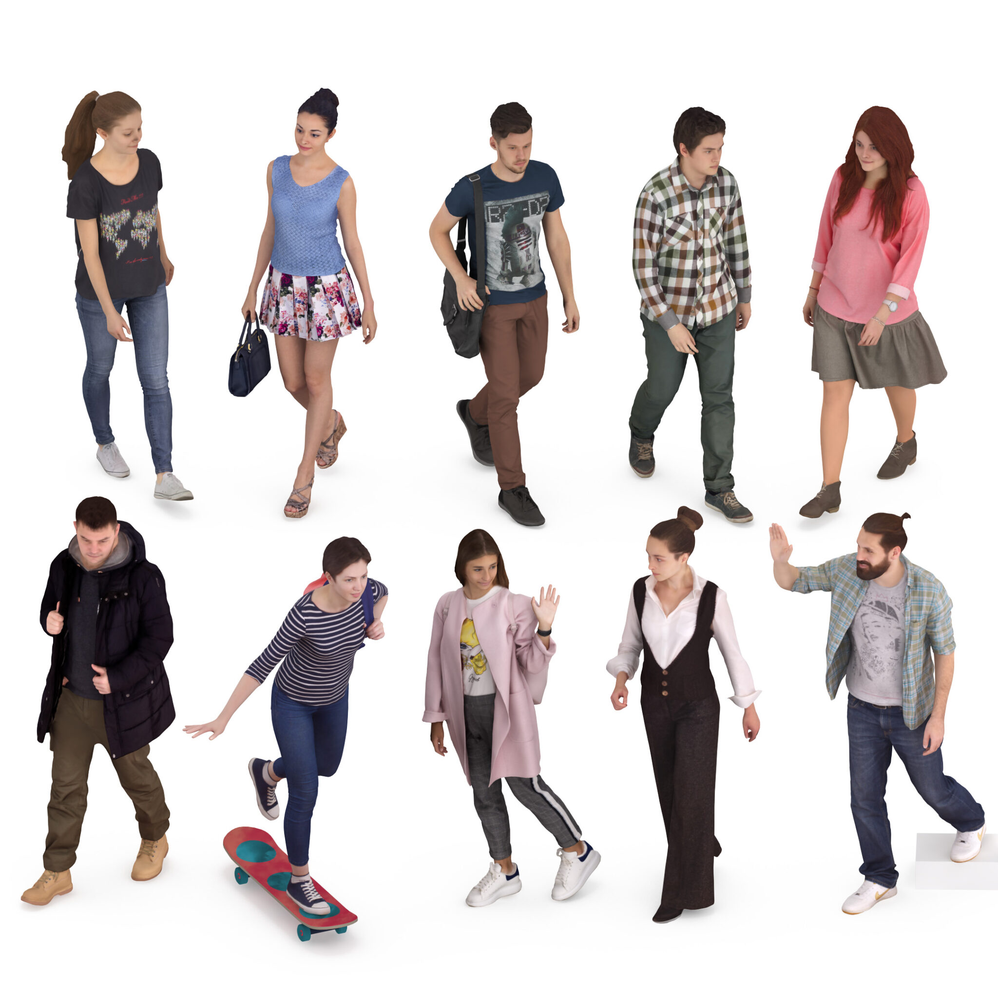 Walking 3d scanned people collection x10 - scanned 3d models - Renderbot