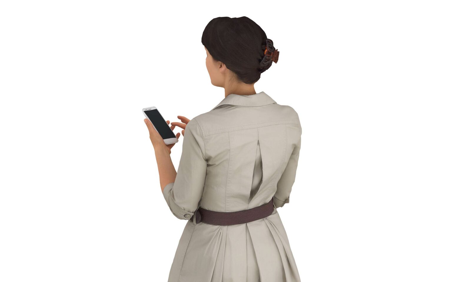3d woman in dress with phone - scanned 3d models - Renderbot