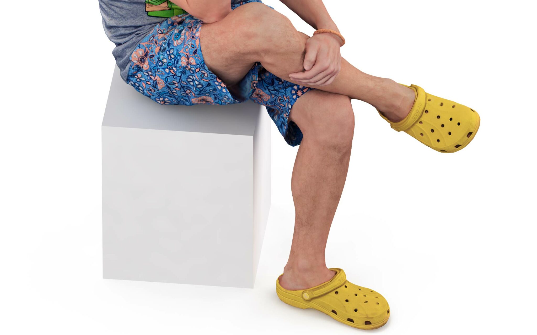 3d guy in crocs sitting pose - scanned 3d models - Renderbot