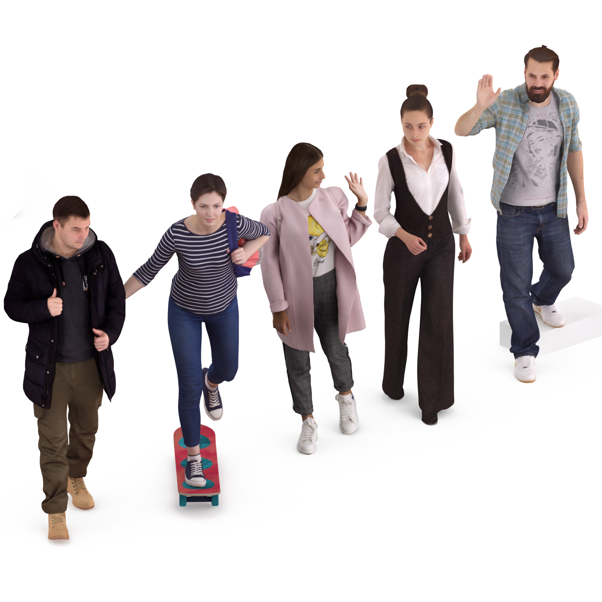 Walking 3d scanned people collection x10 - scanned 3d models - Renderbot