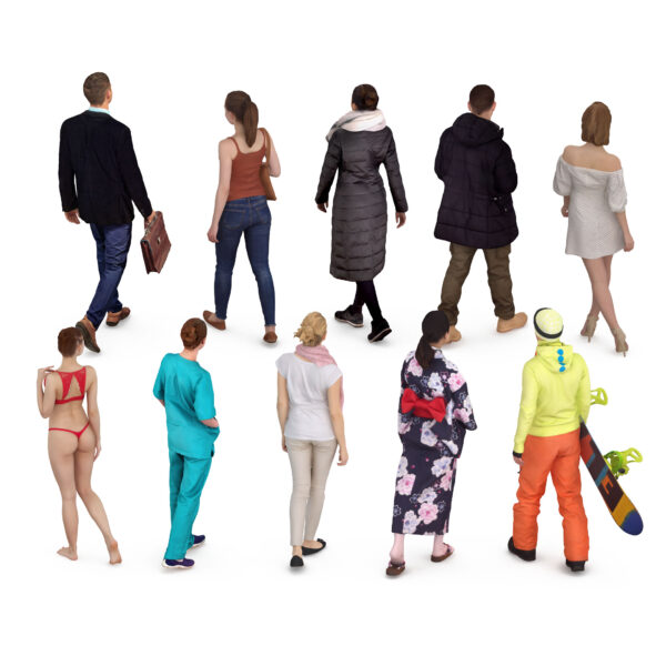 Walking people collection x10 - scanned 3d models - Renderbot