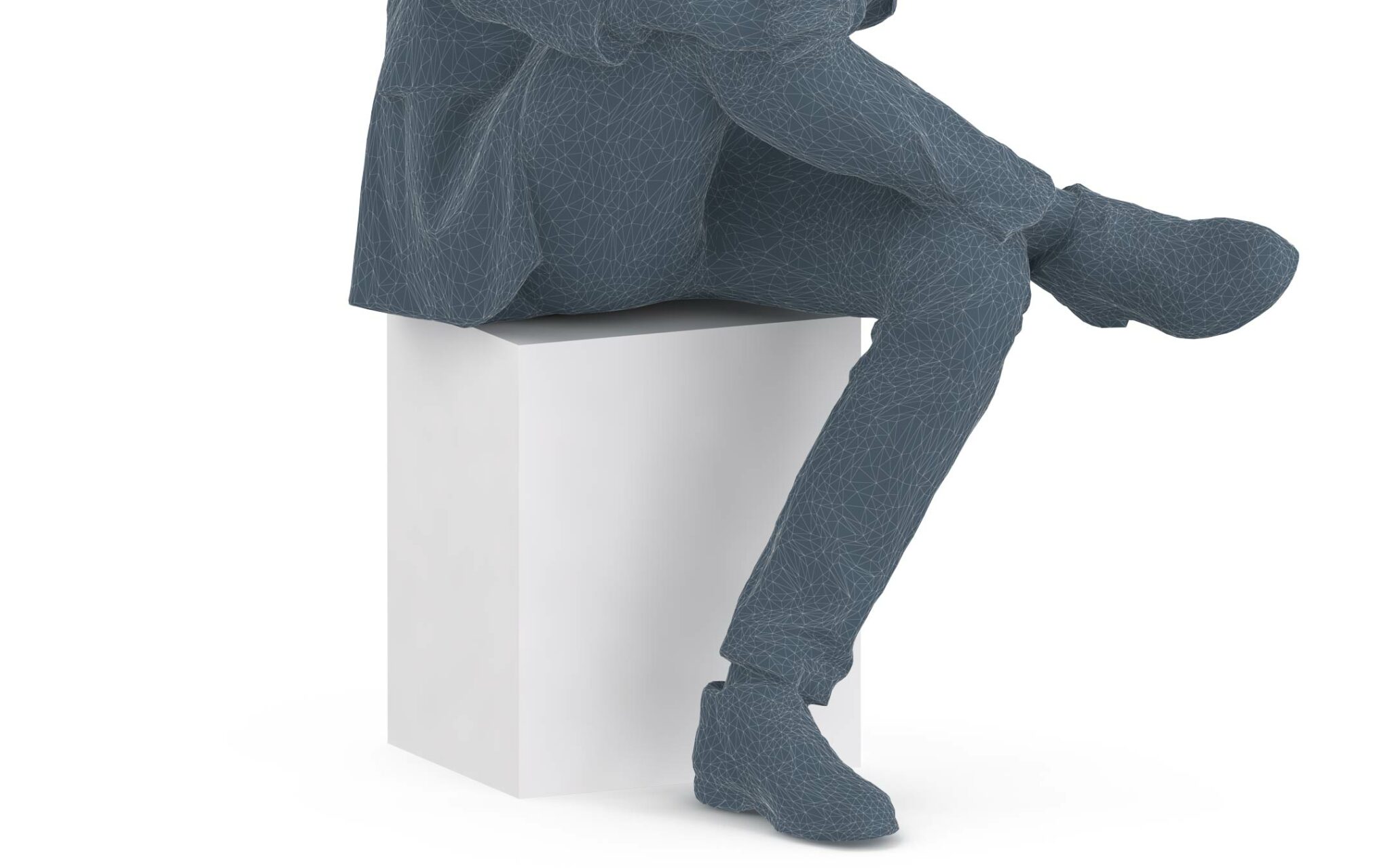 3d man sitting gog on leg - scanned 3d models - Renderbot