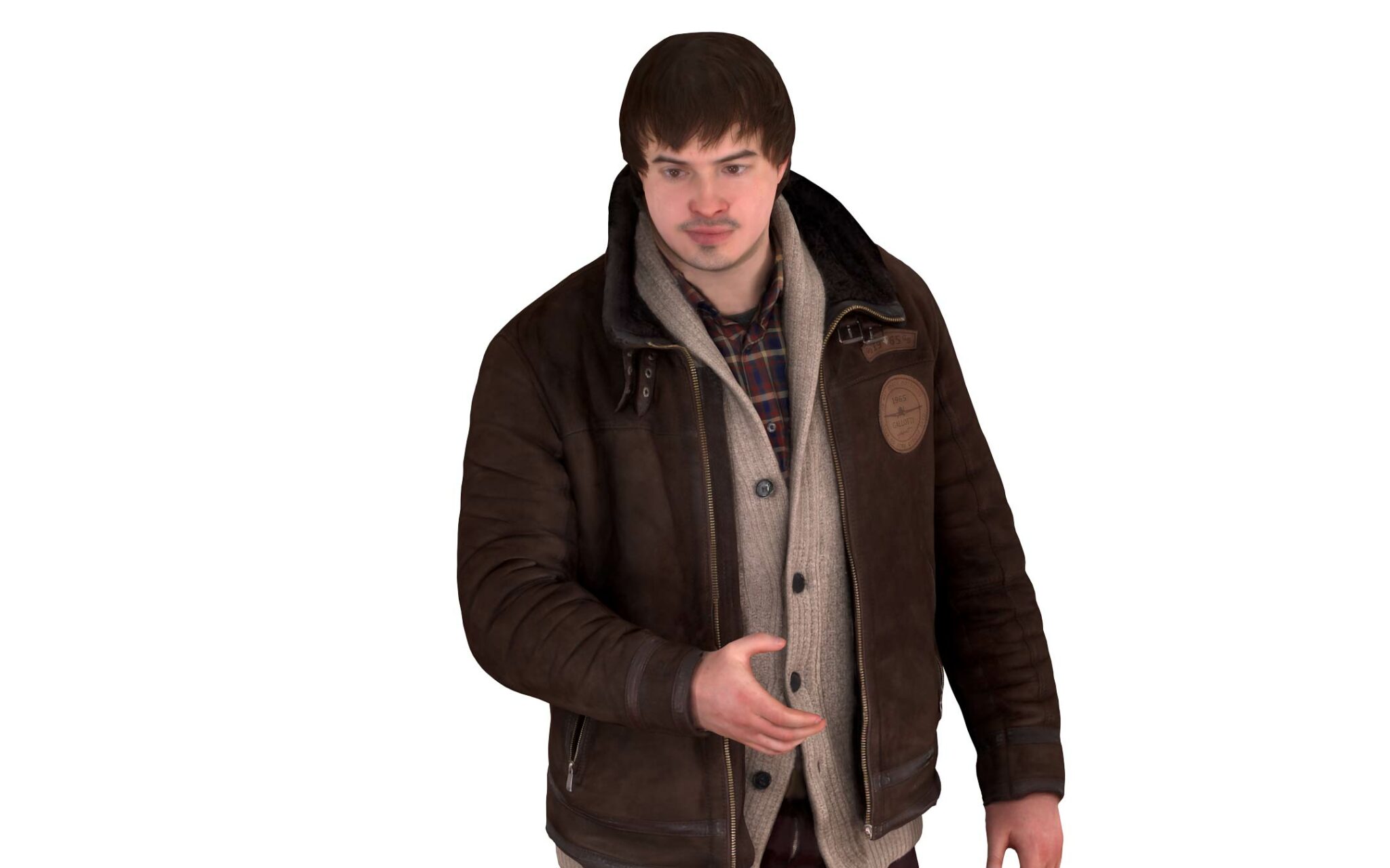 3d scanned man - greeting pose - scanned 3d models - Renderbot