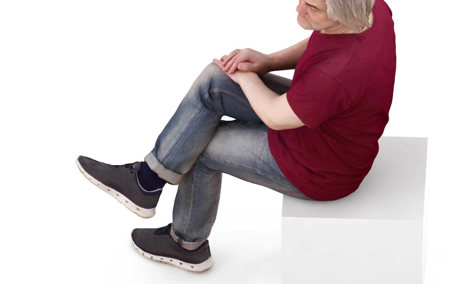 3d scanned man - seated pose - casual wear - scanned 3d models - Renderbot