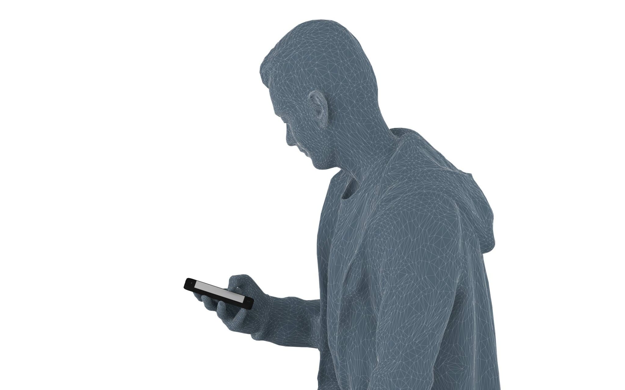3d scanned man - phone in hand - scanned 3d models - Renderbot