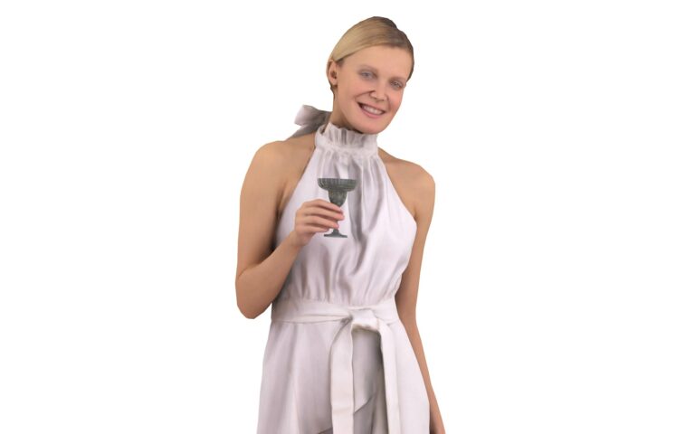 3d scanned woman - glass in hand - scanned 3d models - Renderbot