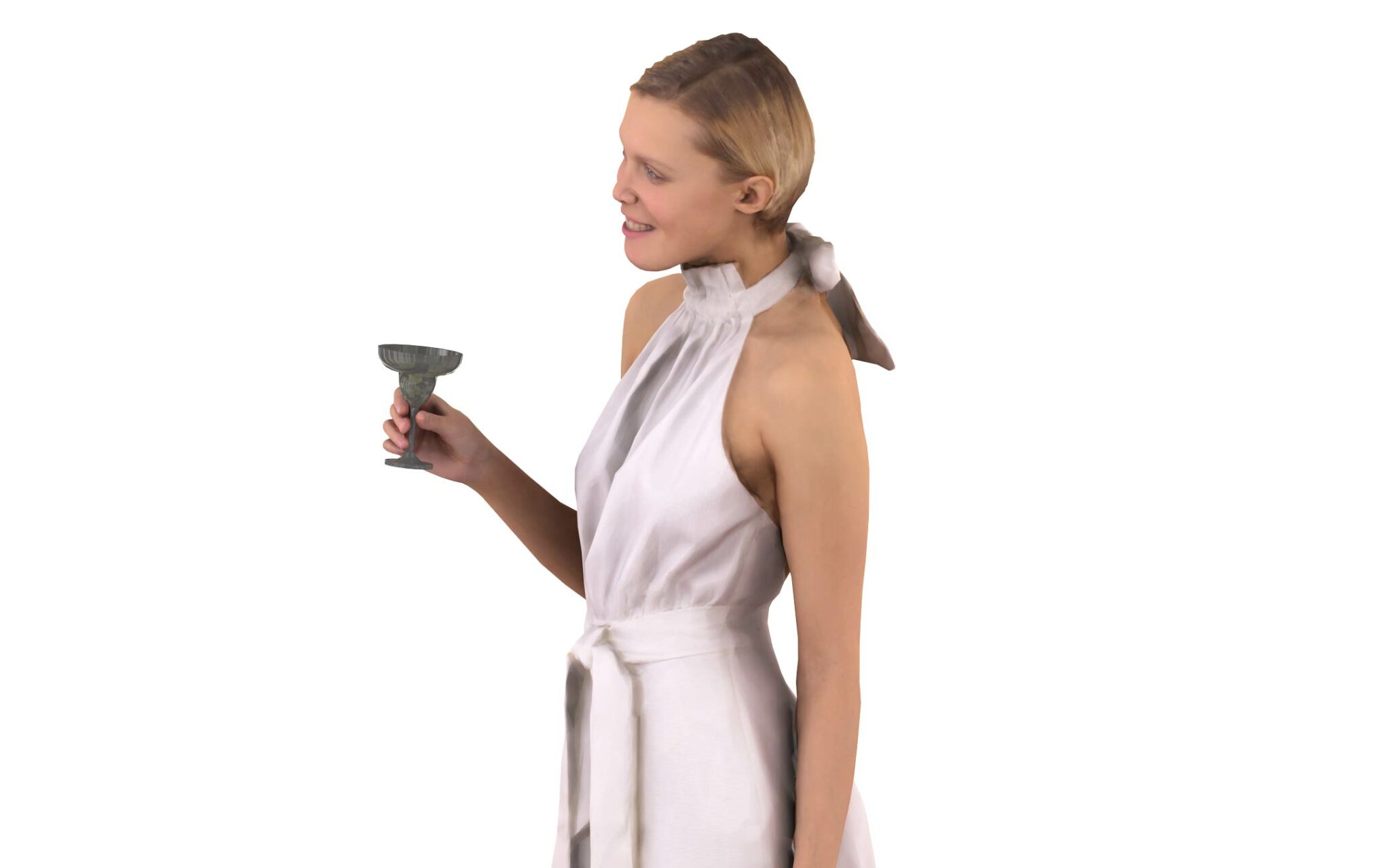 3d scanned woman - glass in hand - scanned 3d models - Renderbot