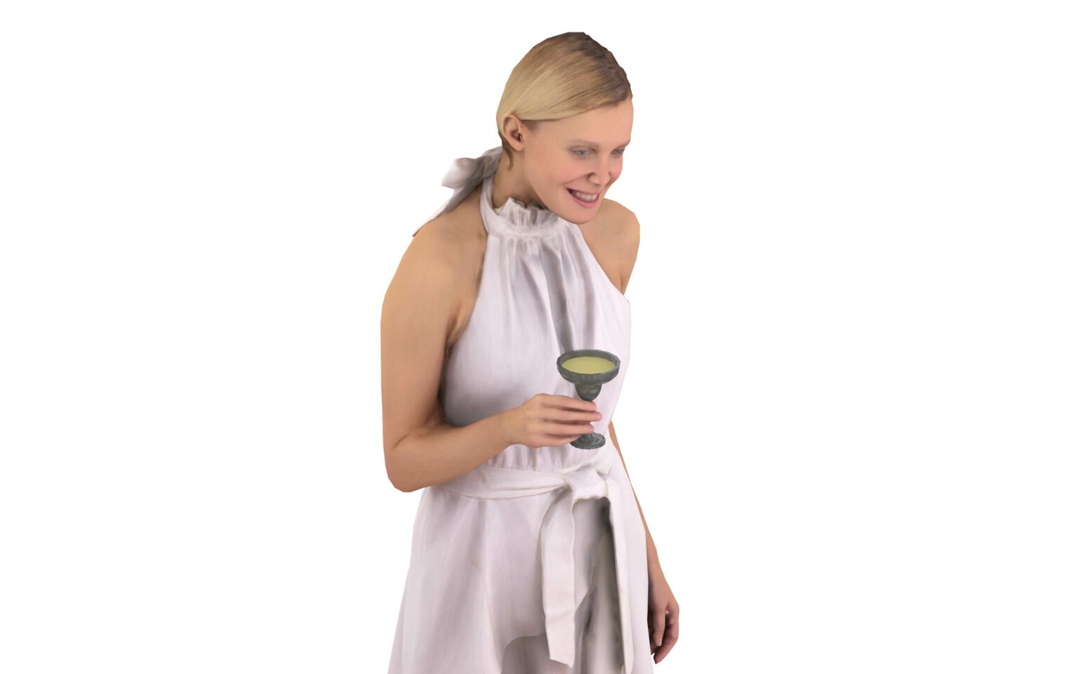 3d scanned woman - glass in hand - scanned 3d models - Renderbot